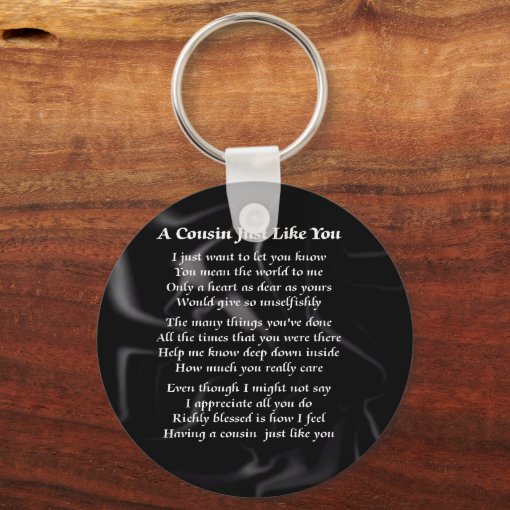 Cousin Poem - Black Silk Keychain | Zazzle