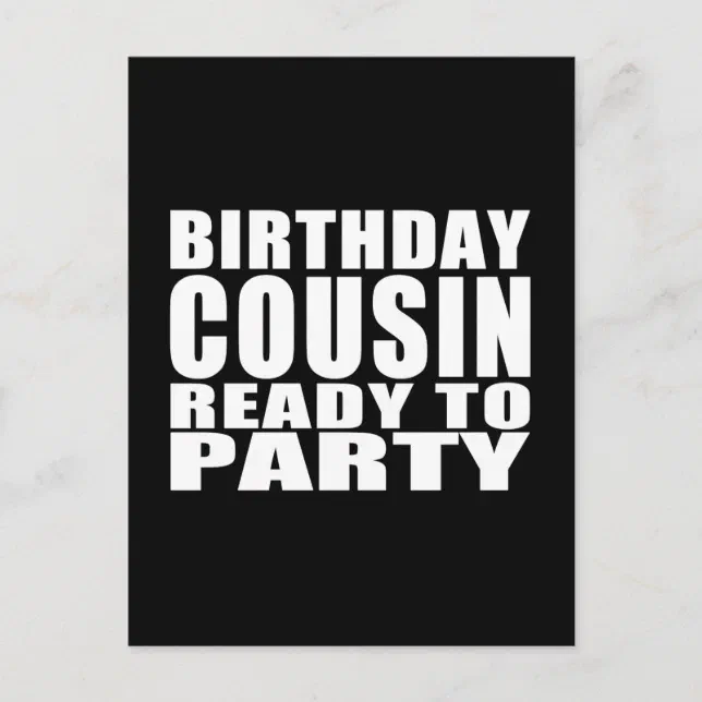 Cousins : Birthday Cousin Ready to Party Invitation Postcard | Zazzle