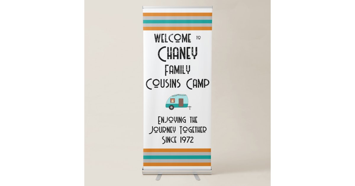 Cousins Camp Retro Camper Retractable Banner | Zazzle