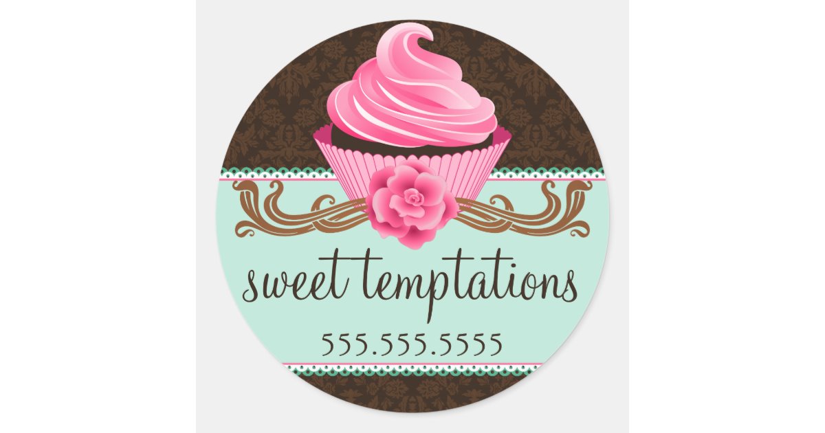 Couture Cupcake Bakery Box Seals | Zazzle