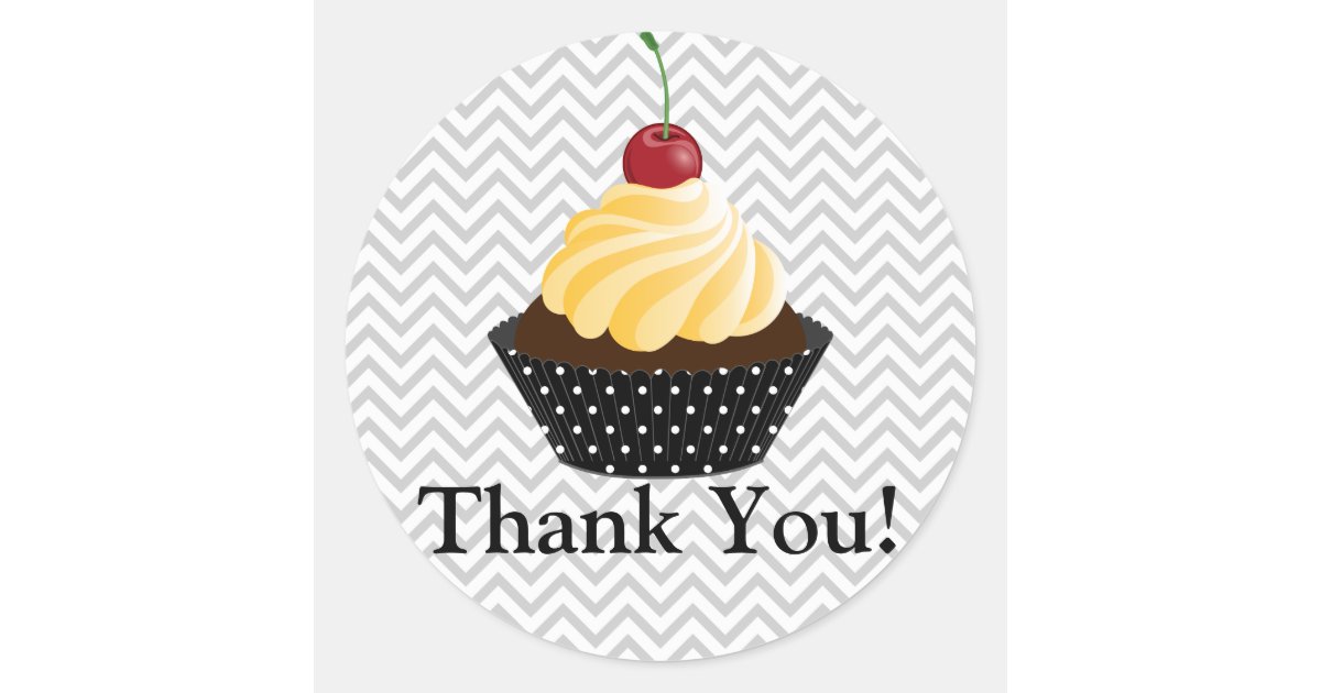 Couture Cupcake Bakery Thank You Classic Round Sticker | Zazzle