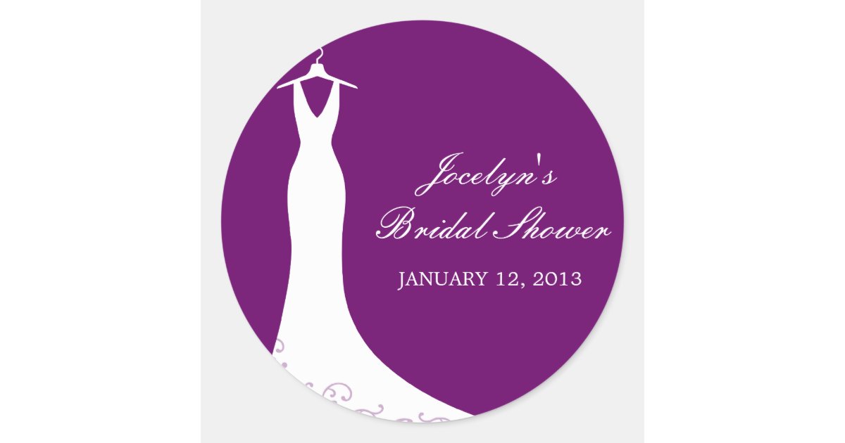 Couture Gown Favor Sticker (Purple) | Zazzle