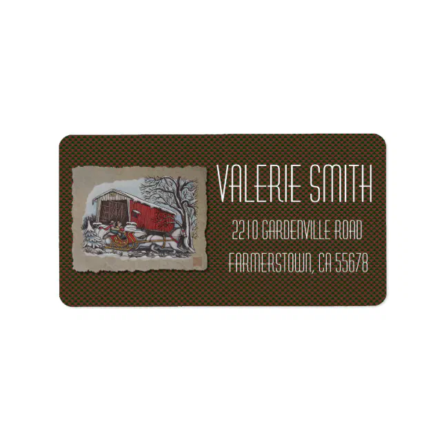 Covered Bridge & Sleigh Label | Zazzle