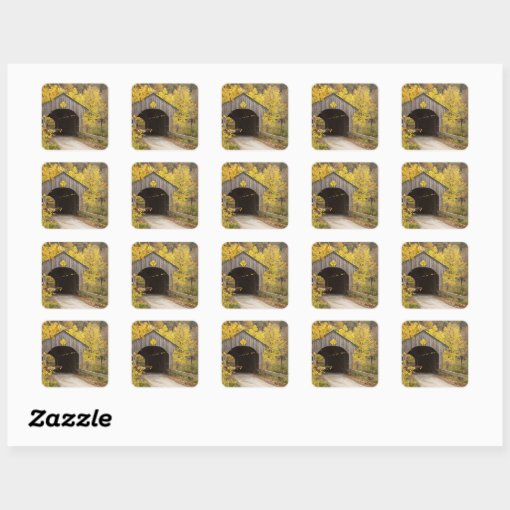 Covered bridge, Vermont, USA 2 Square Sticker | Zazzle