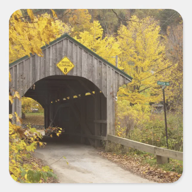 Covered bridge, Vermont, USA 2 Square Sticker | Zazzle