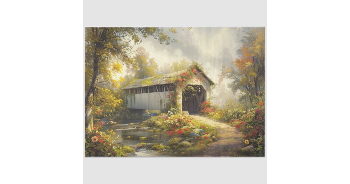 Covered Walking Bridge Tissue Paper | Zazzle