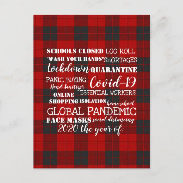 covid-19 2020 he year of lockdown face masks postcard | Zazzle