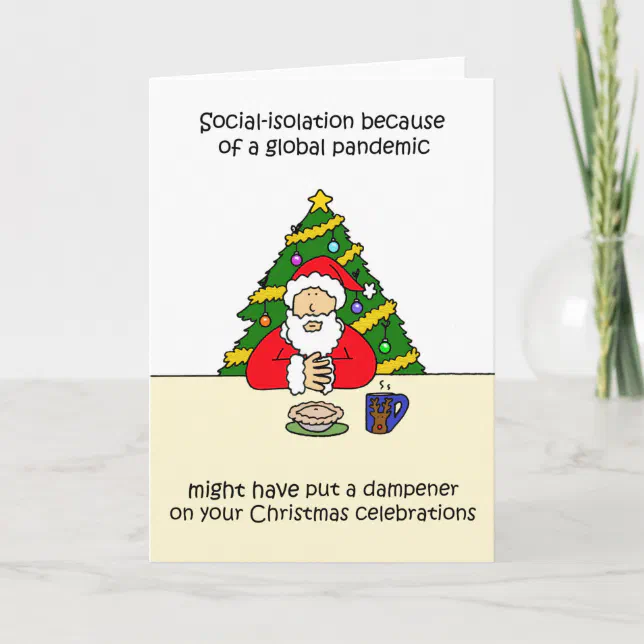 Covid 19 Christmas Father Christmas Cartoon Card | Zazzle