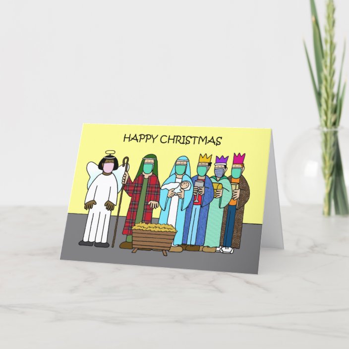 Covid 19 Christmas Nativity Cartoon. Holiday Card | Zazzle.com