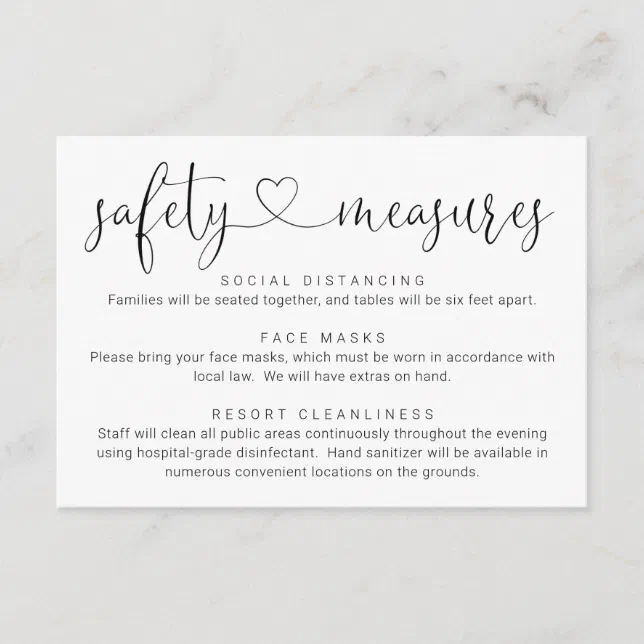 Covid 19 Safety Mask Social Distancing Information Enclosure Card | Zazzle