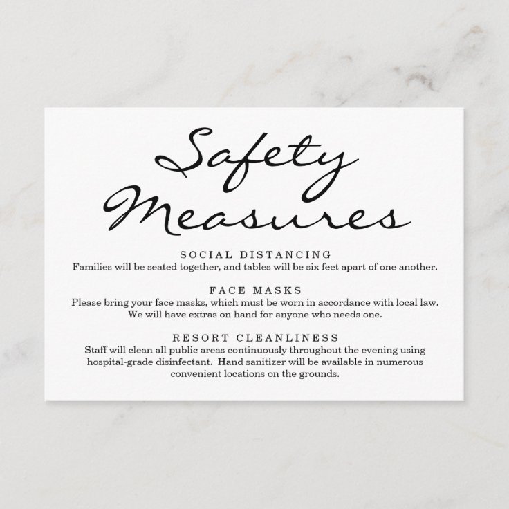 Covid 19 Safety Mask Social Distancing Information Enclosure Card | Zazzle