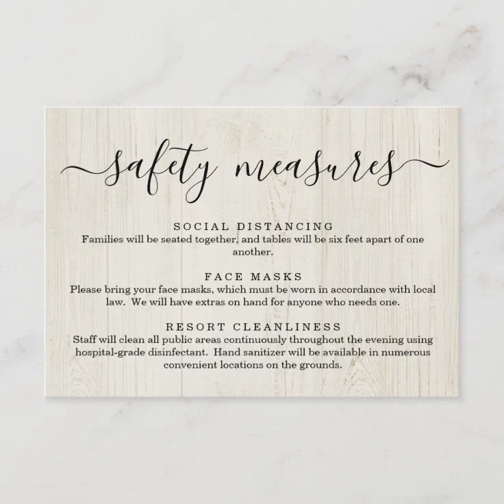 Covid 19 Safety Mask Social Distancing Information Enclosure Card | Zazzle