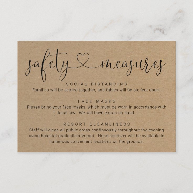 Covid 19 Safety Mask Social Distancing Information Enclosure Card | Zazzle