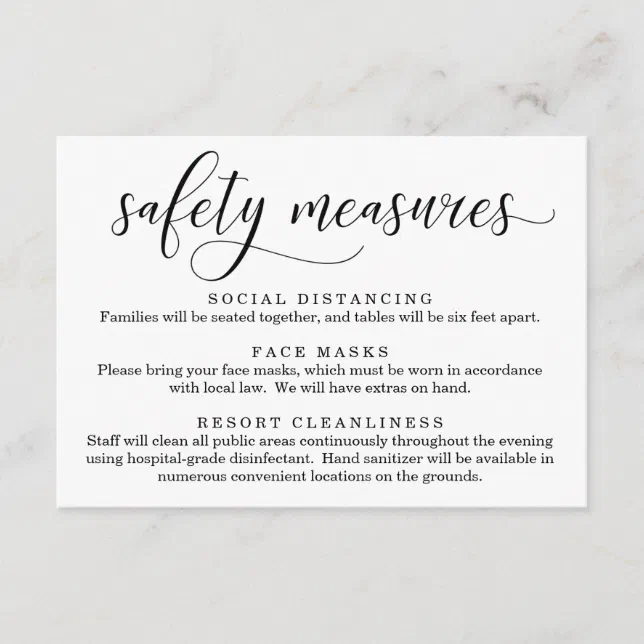 Covid 19 Safety Mask Social Distancing Information Enclosure Card | Zazzle