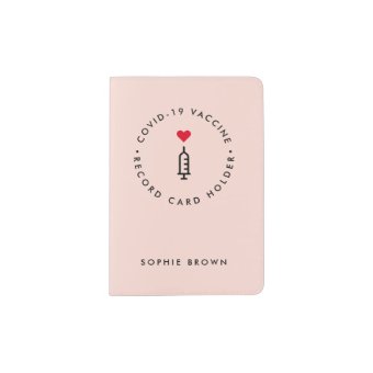 Covid-19 Vaccination | Pink Record Card Holder | Zazzle