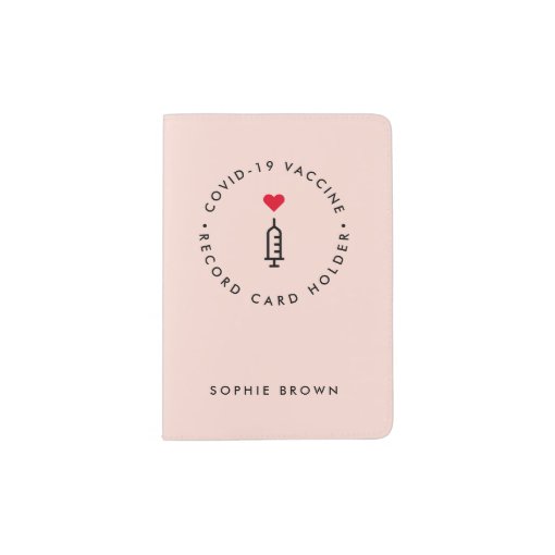 Covid-19 Vaccination | Pink Record Card Holder | Zazzle