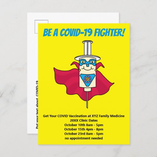 COVID-19 Vaccination Reminder Announcement Postcard | Zazzle
