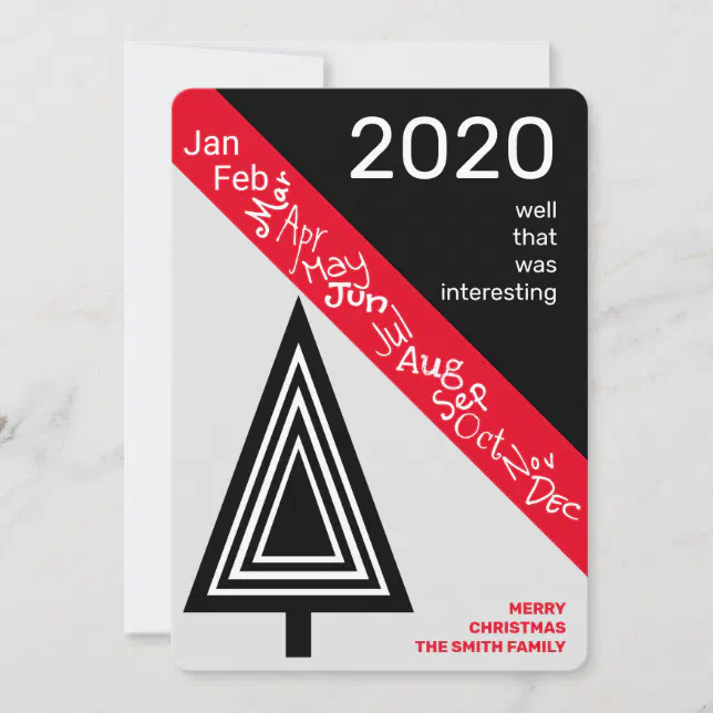 Covid 2020 Black White Red Funny Christmas Holiday Card | Zazzle