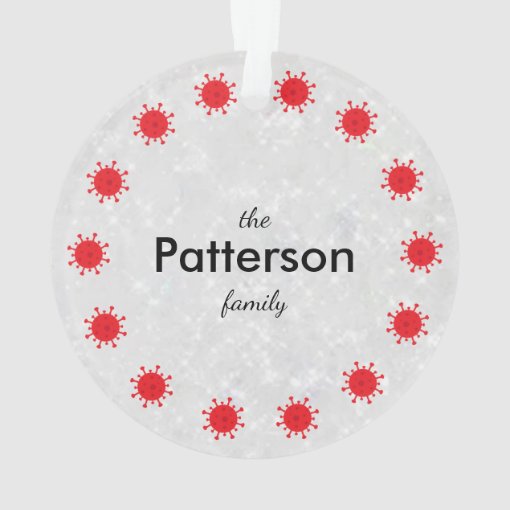 Covid 2021 Mask White Glitter Christmas Ornament | Zazzle