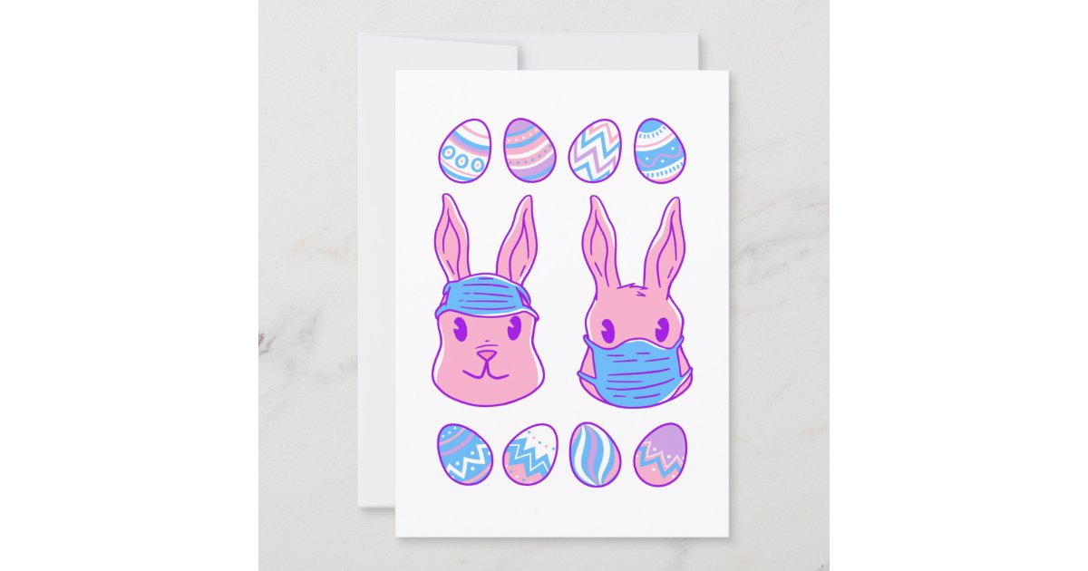 covid happy easter face mask bunny rabbits invitation | Zazzle
