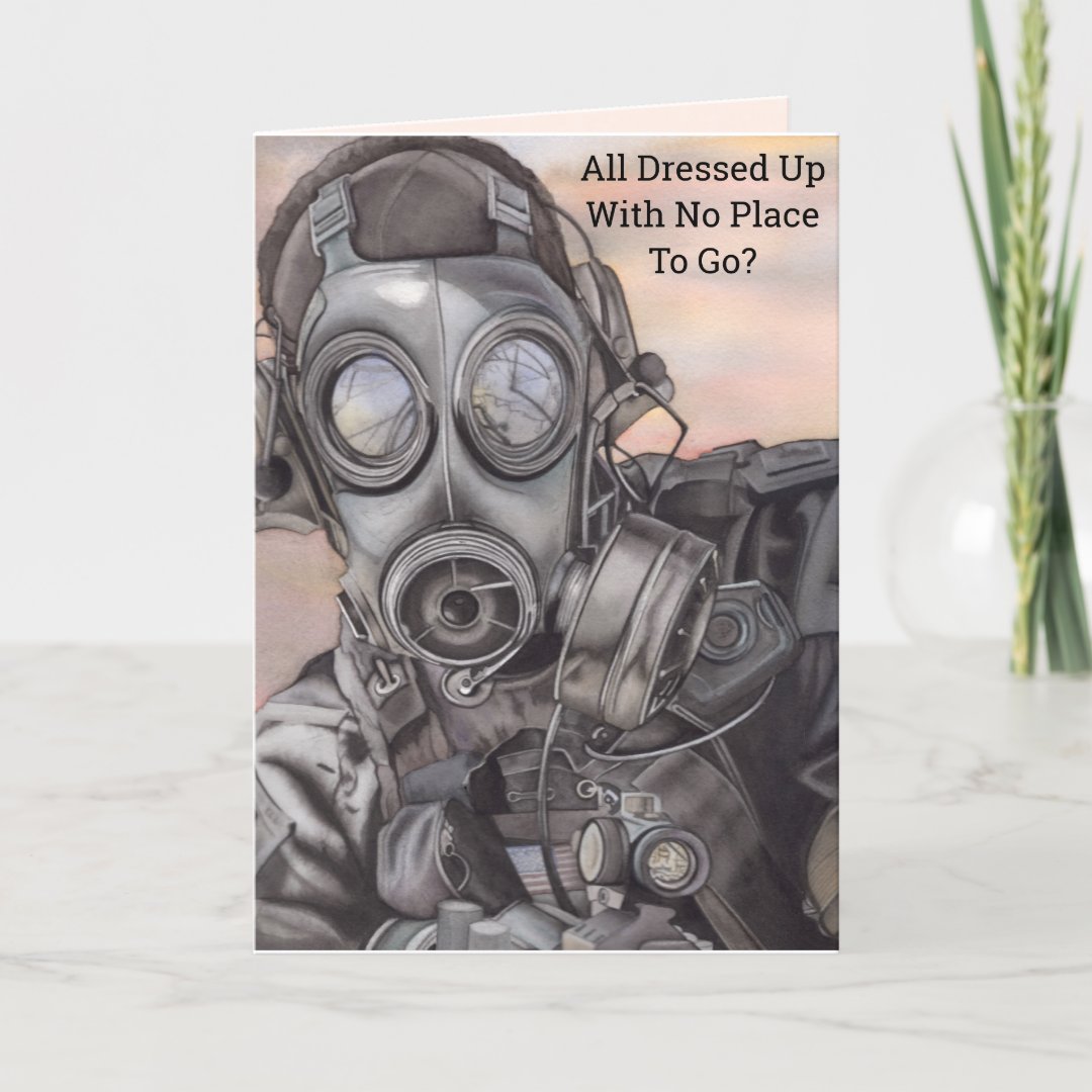Covid Prepper Gas Mask Personalize Birthday Card | Zazzle
