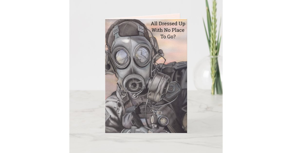 Covid Prepper Gas Mask Personalize Birthday Card | Zazzle