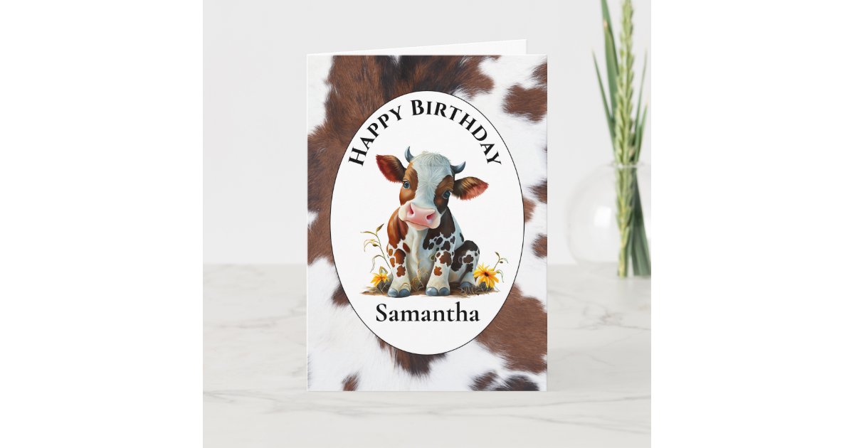 Cow 1st Birthday Card | Zazzle