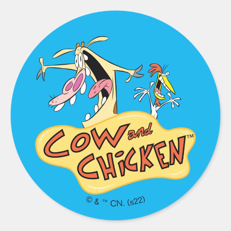 Cow and Chicken Logo Graphic Classic Round Sticker | Zazzle