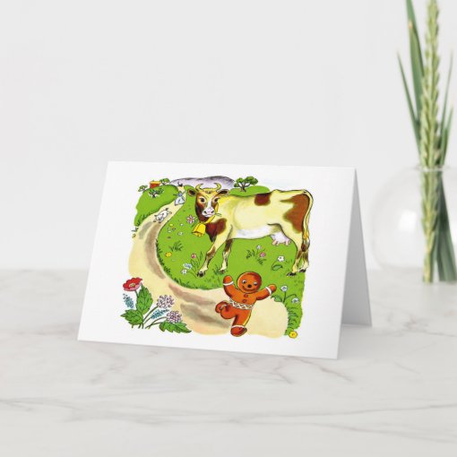 Cow and Gingerbread Man Greeting Card | Zazzle