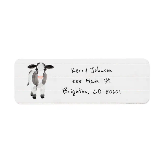 Cow and shiplap farmhouse - address label template | Zazzle