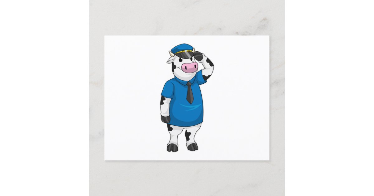 Cow as Police officer with Police hat Postcard | Zazzle