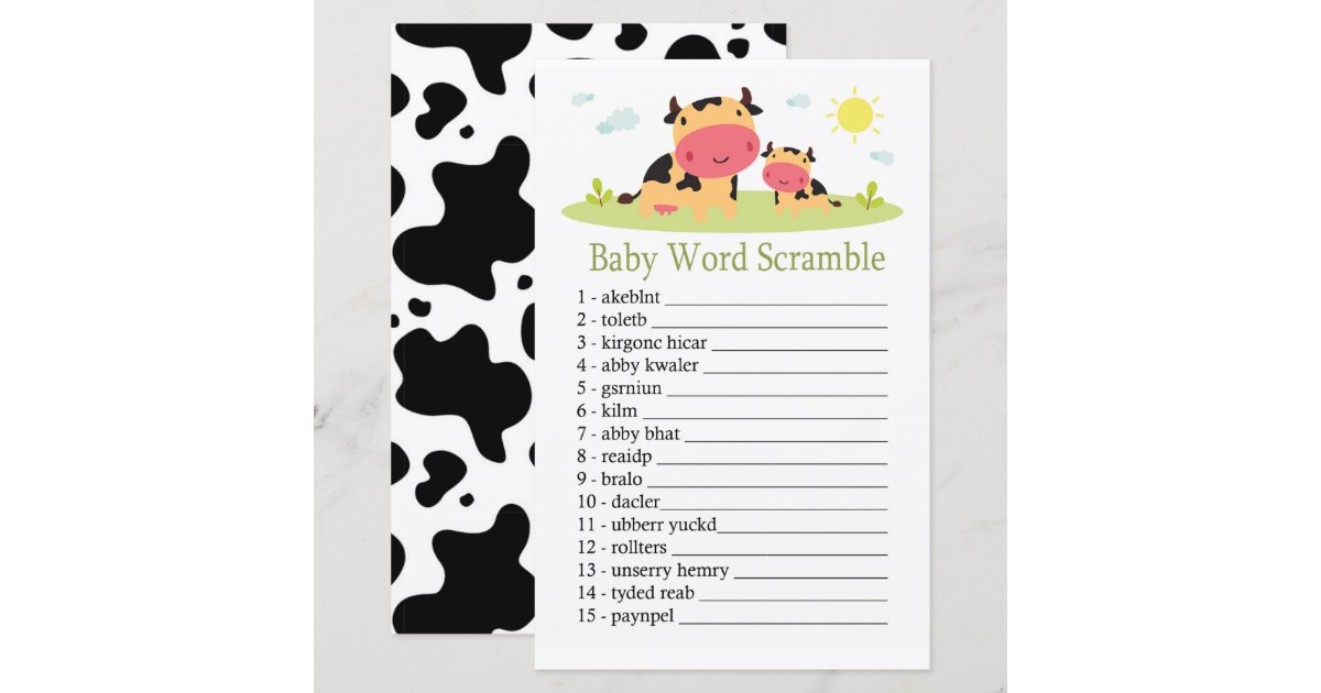 Cow Baby word scramble game | Zazzle