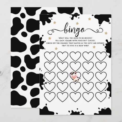 Cow Bingo Baby Shower Game Card | Zazzle