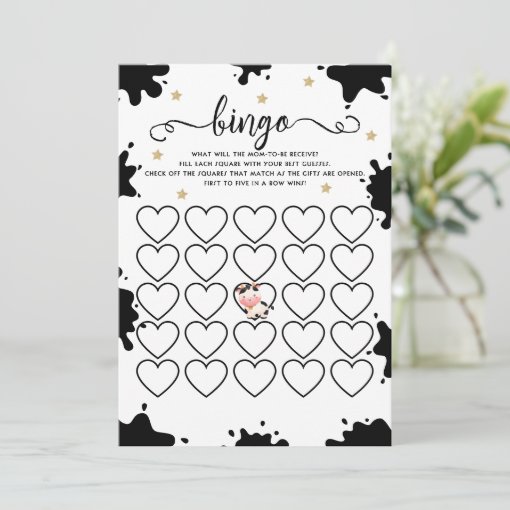 Cow Bingo Baby Shower Game Card | Zazzle