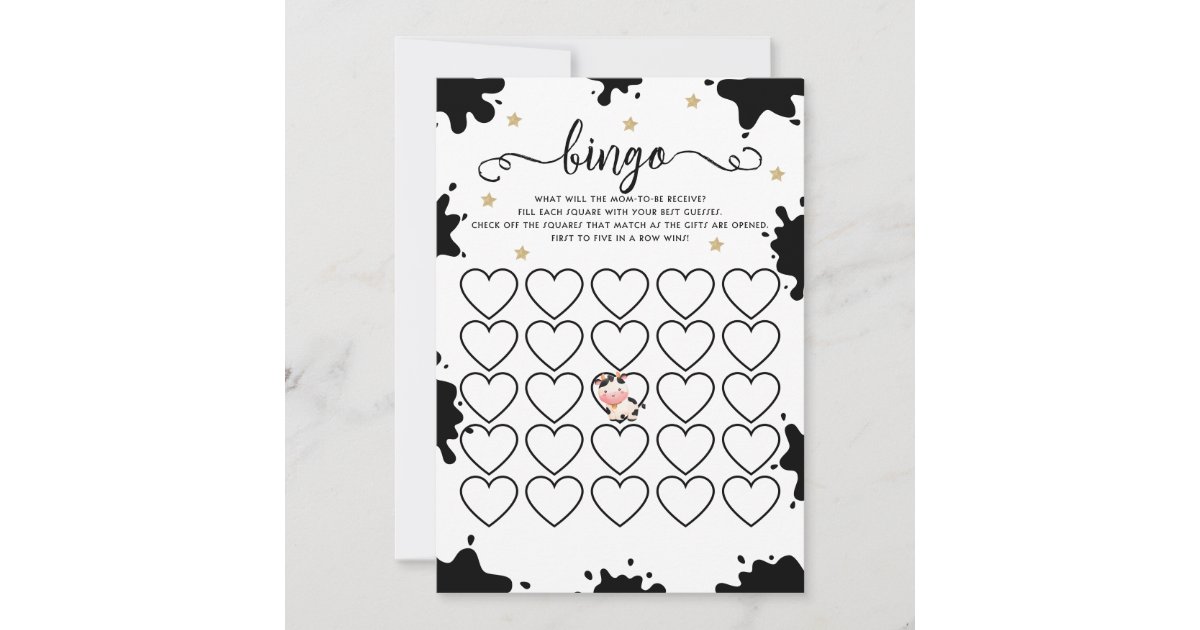Cow Bingo Baby Shower Game Card | Zazzle