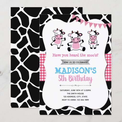 Cow Birthday Invitation | Zazzle