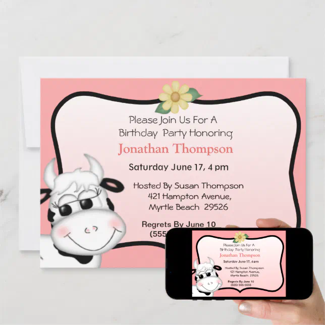 Cow Birthday Invitation | Zazzle