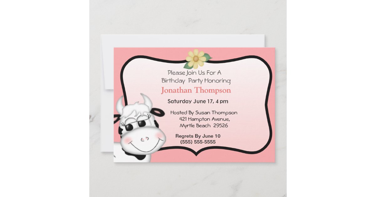 Cow Birthday Invitation | Zazzle