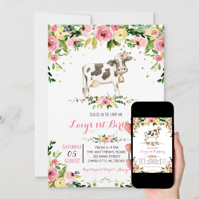 Cow Birthday Invitation, cow birthday invitation | Zazzle