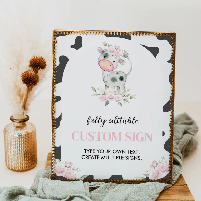 Cow Birthday Party Table Sign | Zazzle