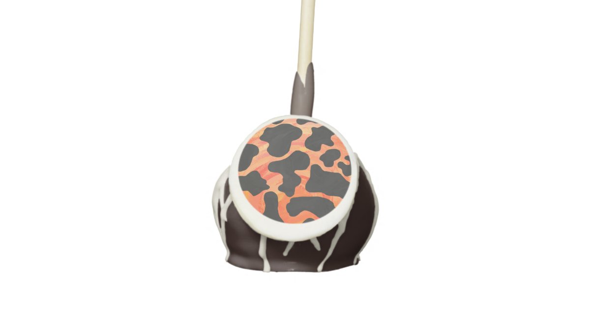 Cow Black and Orange Print Cake Pops | Zazzle