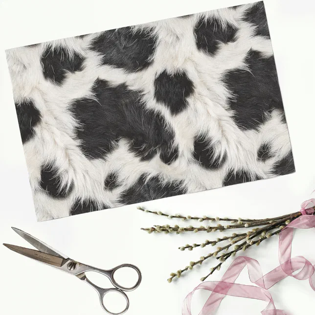 Cow Black White Spots Fur Tissue Paper | Zazzle
