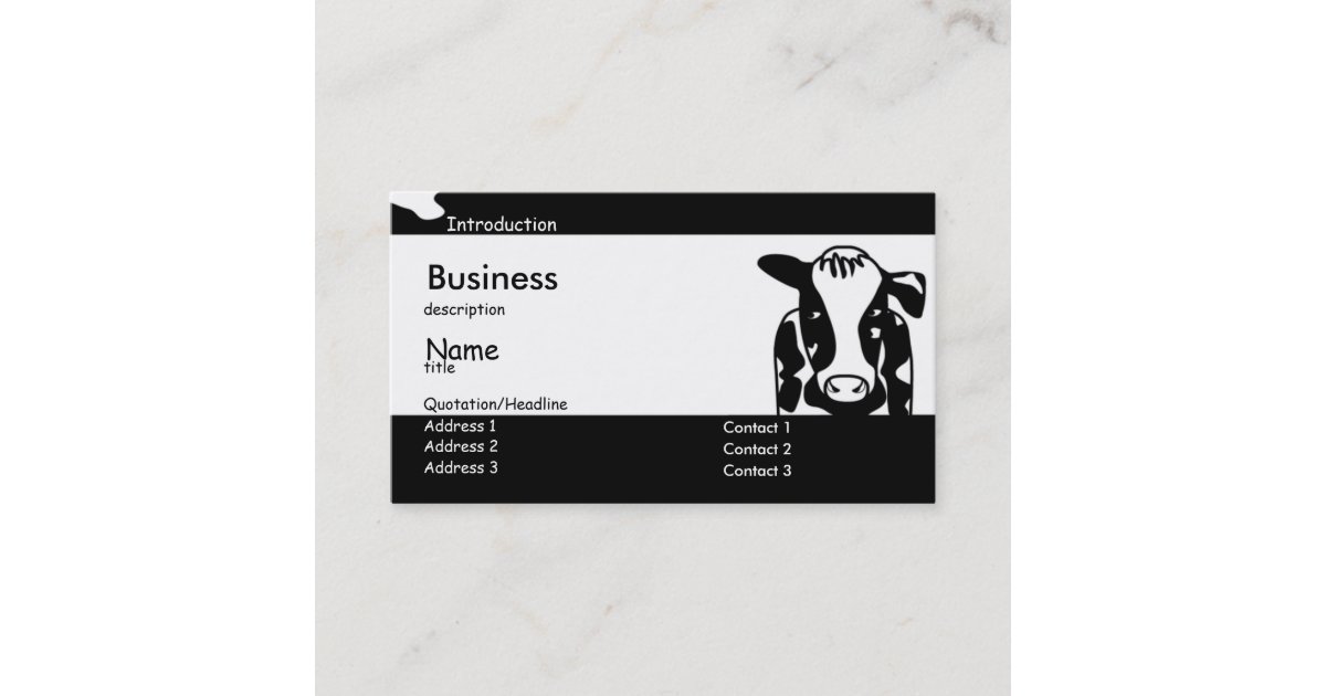 Cow Business Business Card | Zazzle