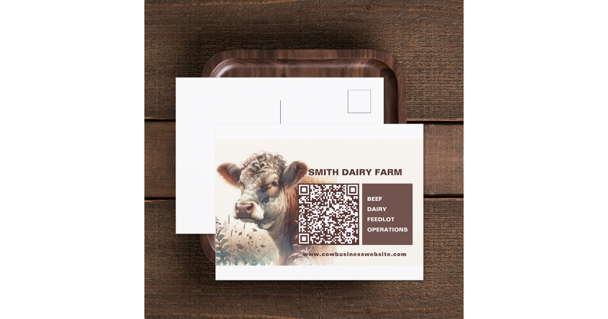 Cow Business QR Code Postcard | Zazzle