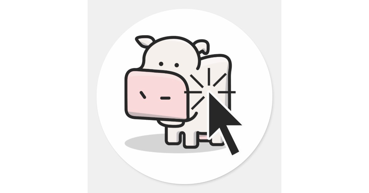 Cow Clicker Sticker | Zazzle