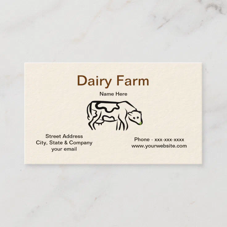 Cow Dairy Farm Business Card | Zazzle
