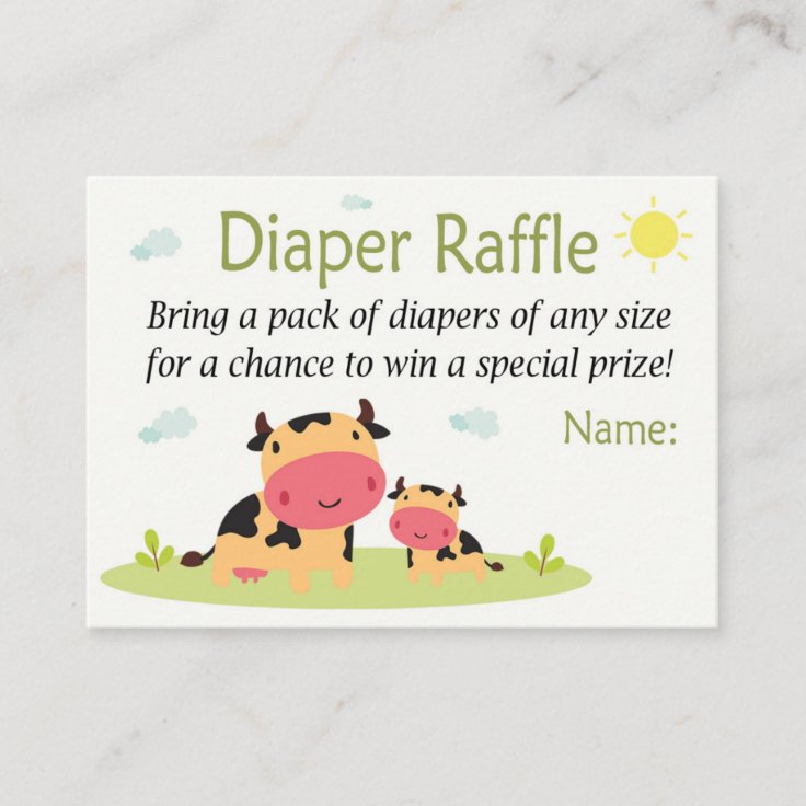 Cow Diaper Raffle Tickets | Zazzle