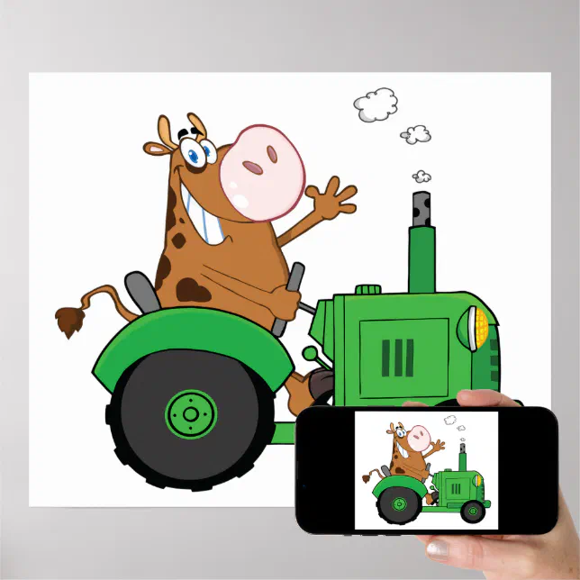 Cow Driving A Tractor Poster | Zazzle