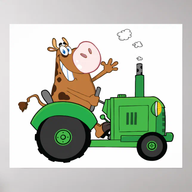 Cow Driving A Tractor Poster | Zazzle