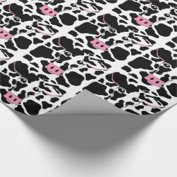 Cow Face with Cow Print Wrapping Paper | Zazzle